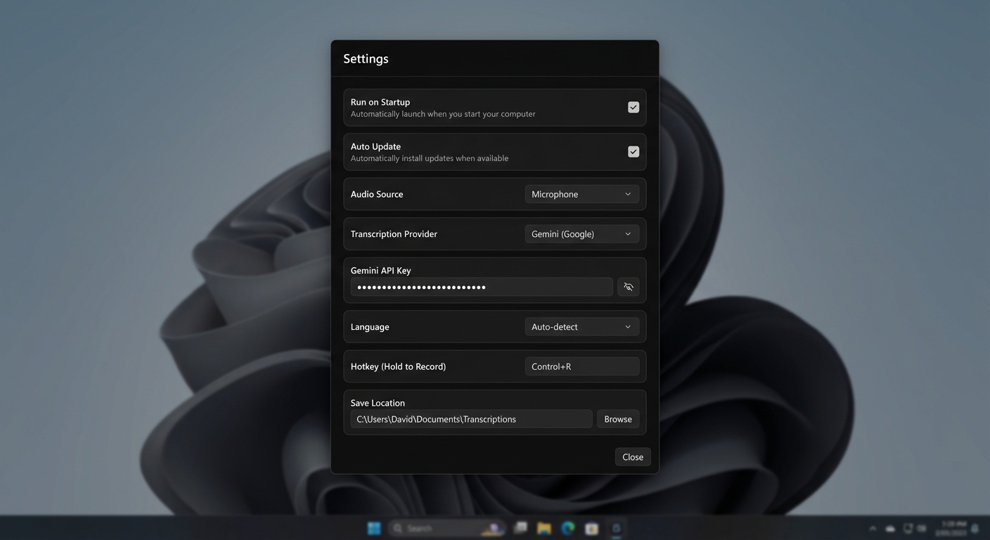 BasicTranscription — Voice to Text for Windows